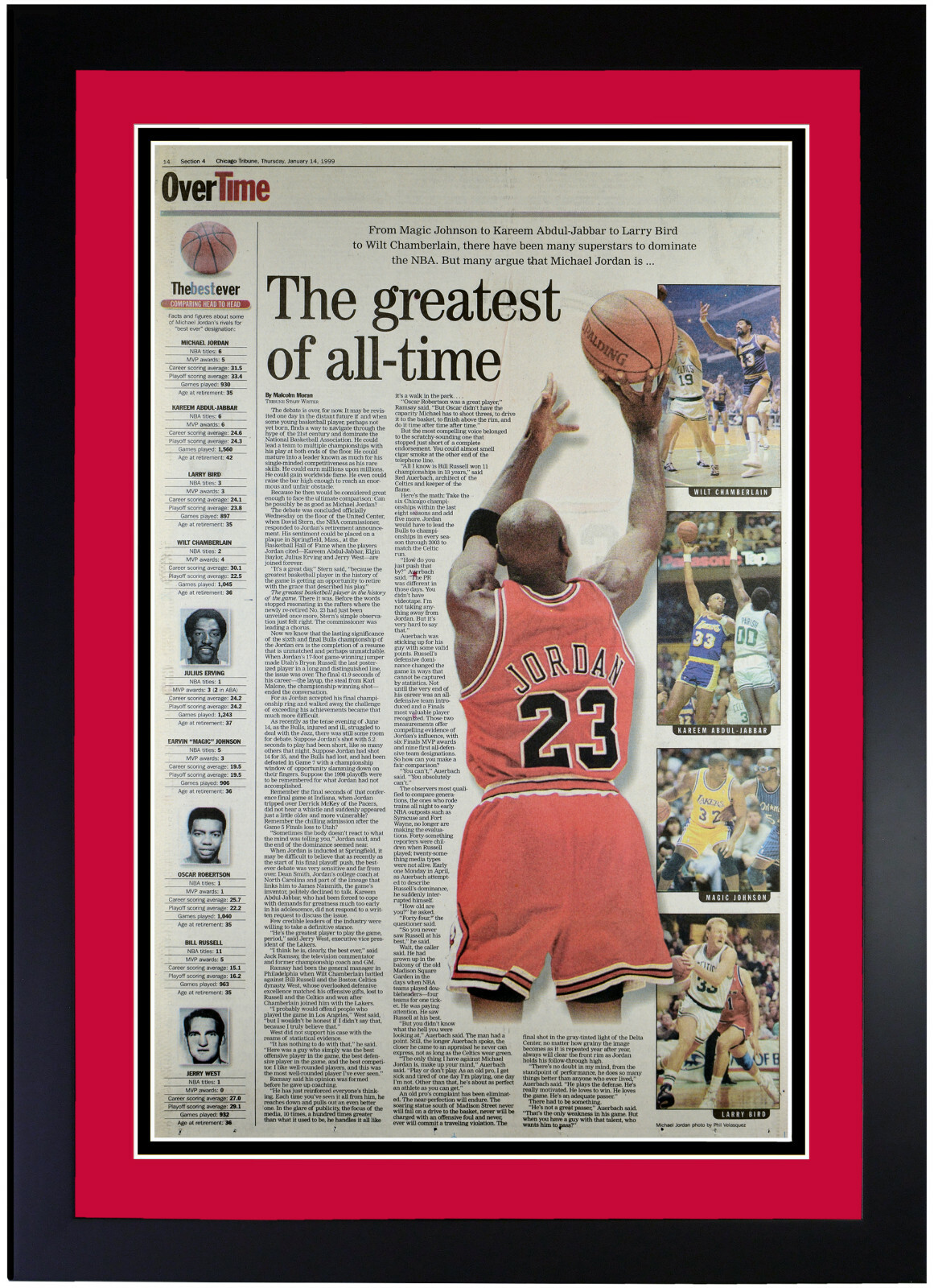 #23 Michael Jordan Retires Framed & Matted Newspaper Print 1/14/99 ...