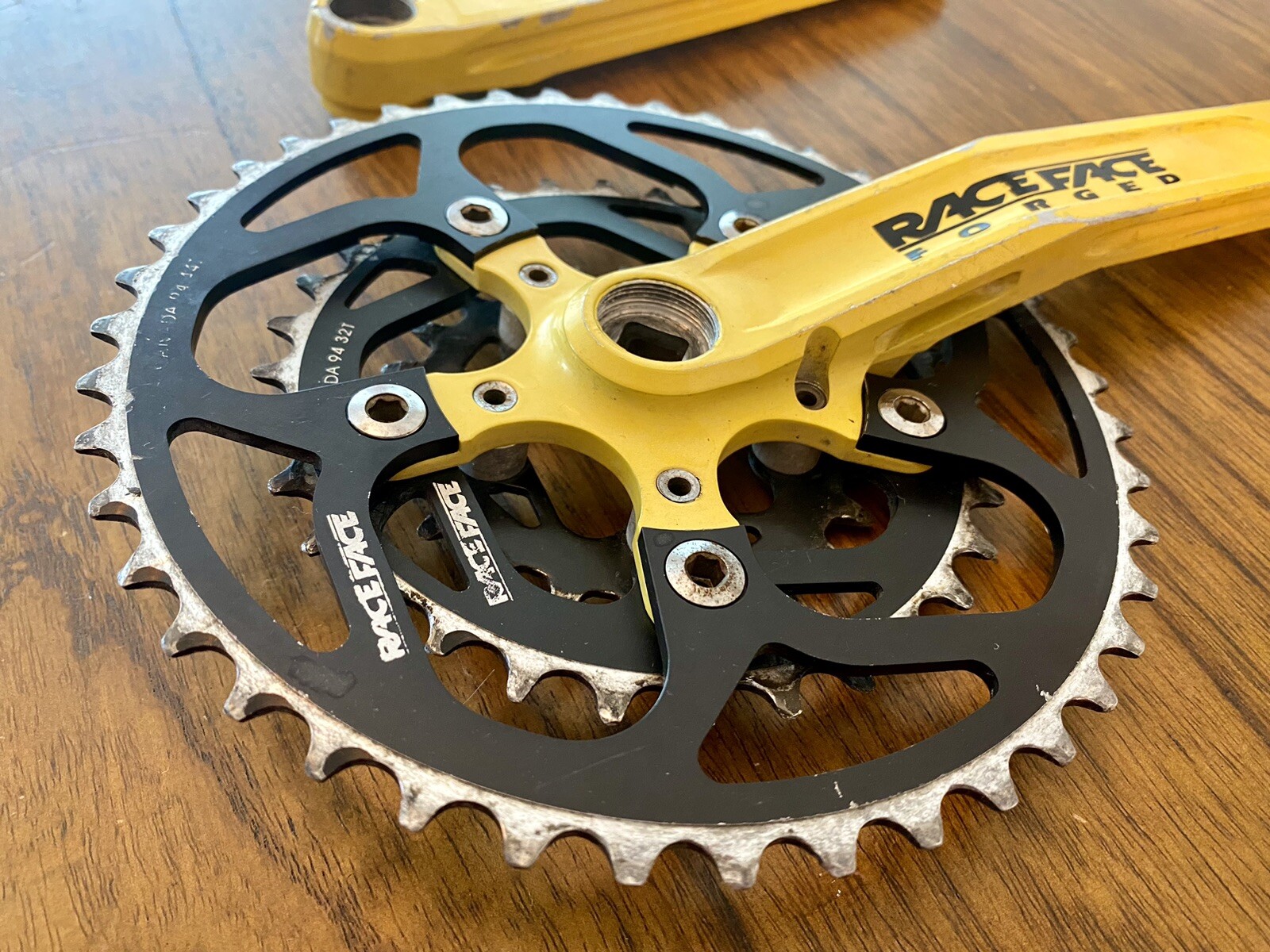 Vintage Race Face Crank Forged Set 175mm Yellow RaceFace MTB Triple 90s ...