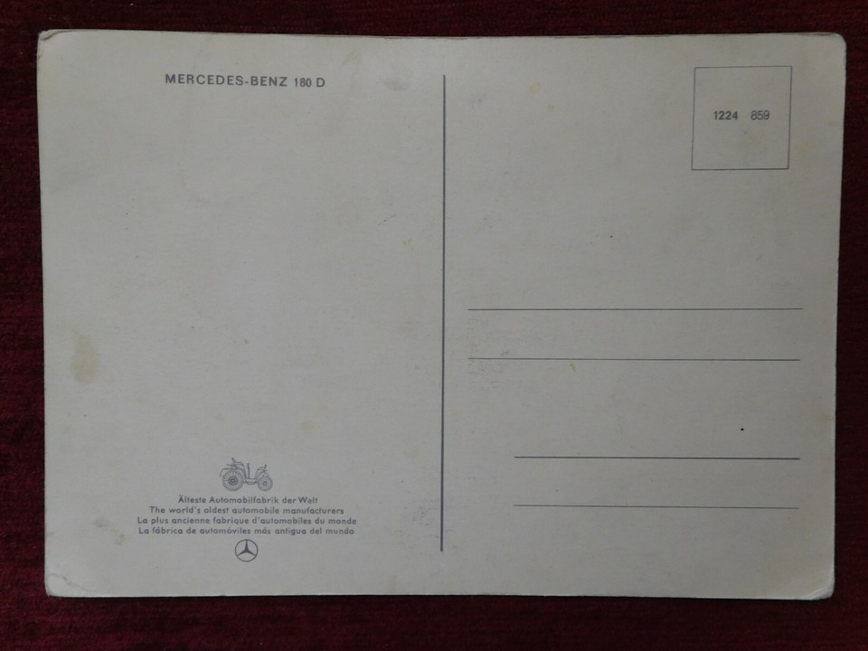 AUTOMOBILE - CAR POSTCARD / MERCEDES BENZ 180 D | eBay
