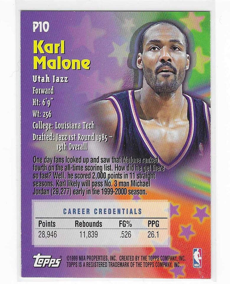 1999 Topps Basketball Karl Malone Patriarchs #P10 - Utah Jazz | eBay