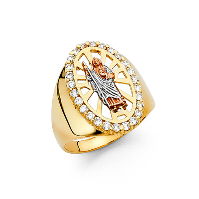 Solid 14K tricolor gold Saint Jude ring EJRG1403 | eBay