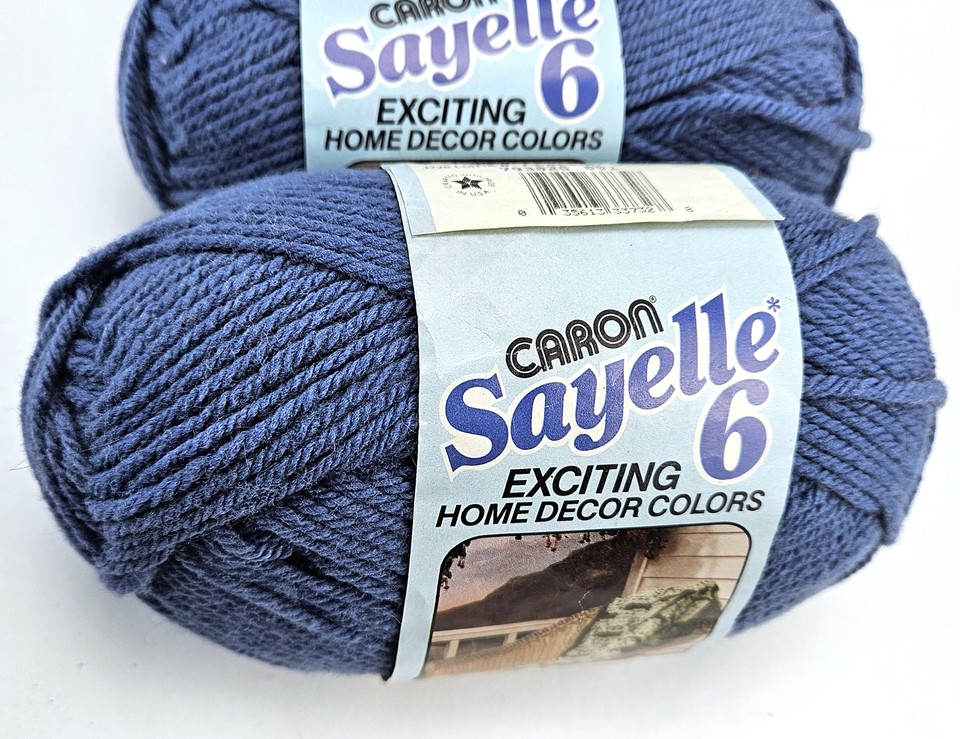 3 SK VINTAGE CARON SAYELLE 6 KNITTING CROCHET RESCUE YARN: FEDERAL BLUE ...