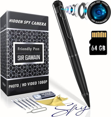 Mini Camera Pen 1080p & 64GB Micro SD - [Upgraded 2024] Premium Small ...