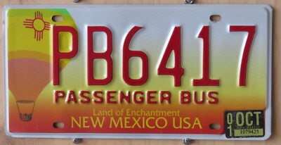 NEW MEXICO BALLOON / PASSENGER BUS license plate 2001 PB6417 | eBay