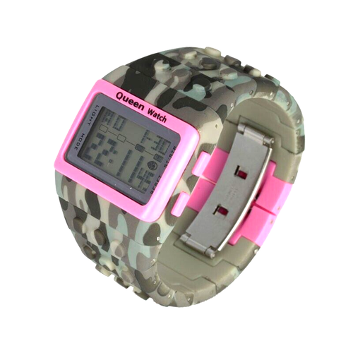 Queen watch Watch PINK SHARK Quartz Display LCD Slide Chius. Deployant ...