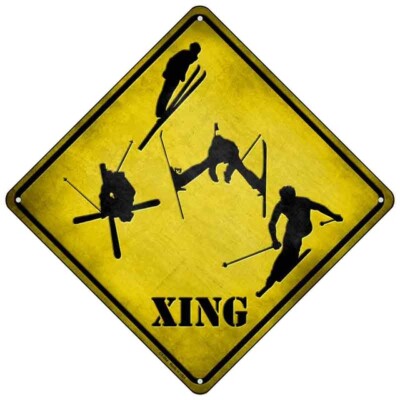 Skier Xing Novelty Mini Metal Road Notice 8" Cross Xing Crossing Sign ...