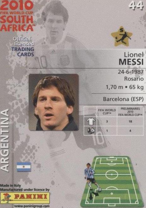 Las mejores ofertas en 2010 Panini FIFA World Cup South Africa Lionel ...