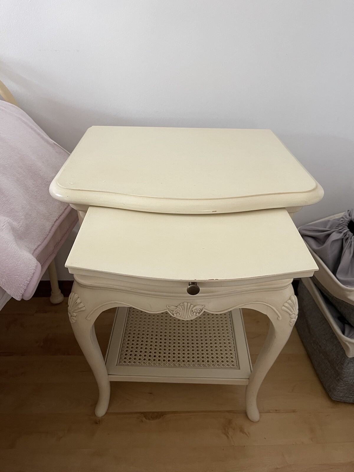 Handmade Wooden Cream Side Table - Used | eBay UK