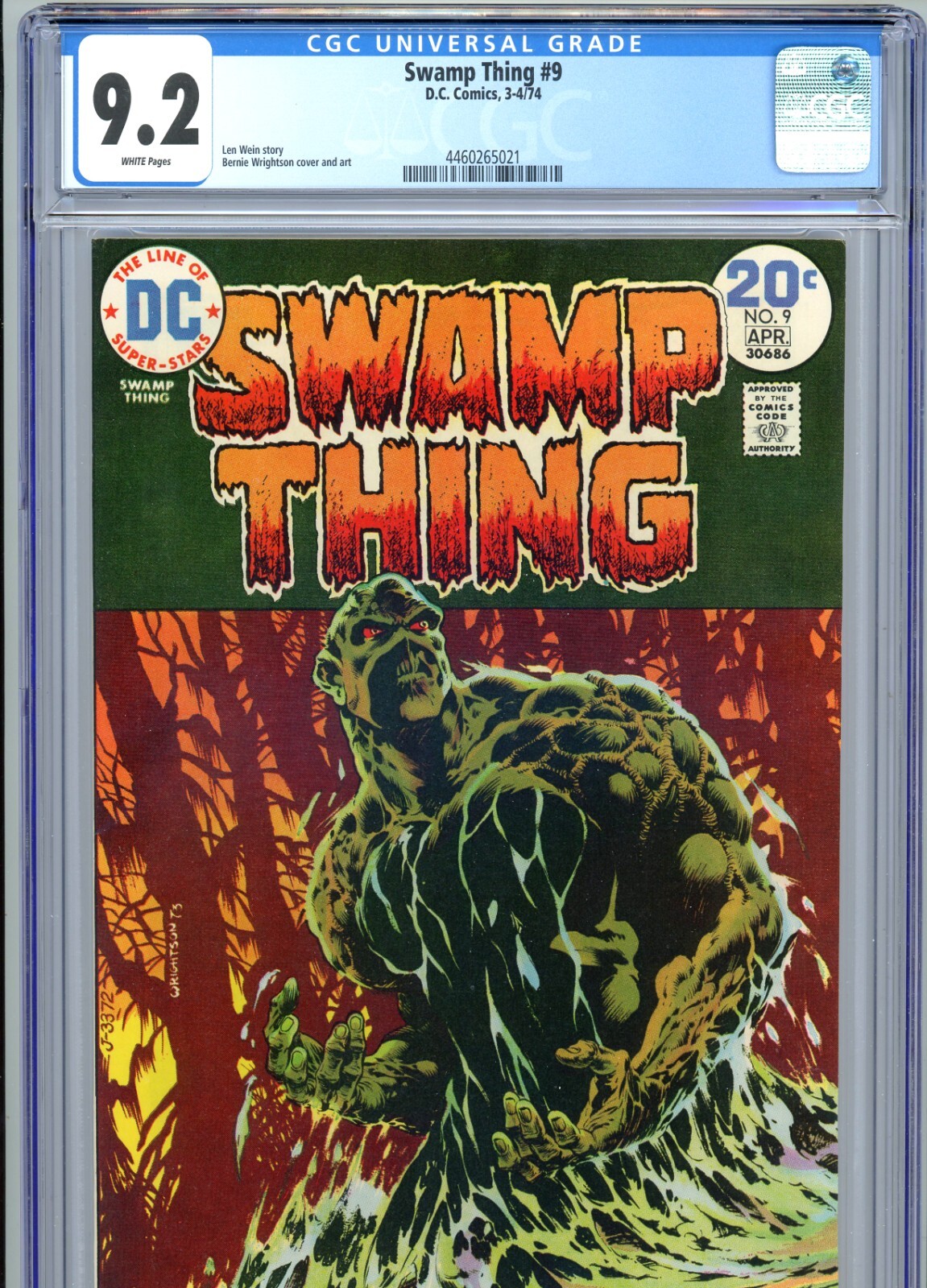 Swamp Thing #9 CGC 9.2 White Pages Wrightson Cover & Art DC Comics 1974 ...