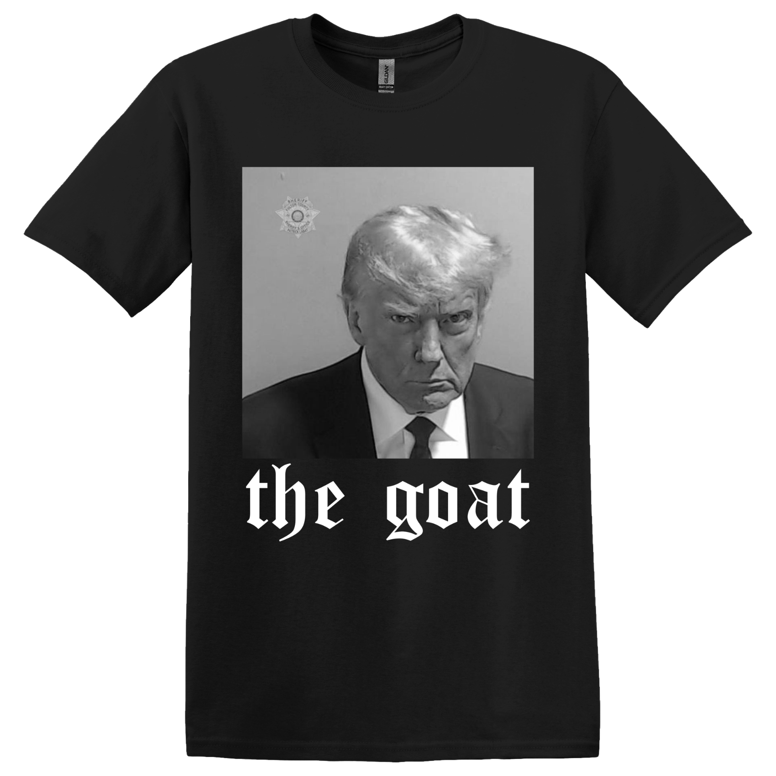 Premium Trump "the goat" Mugshot Soft Ringspun T-Shirt Black (Printed ...