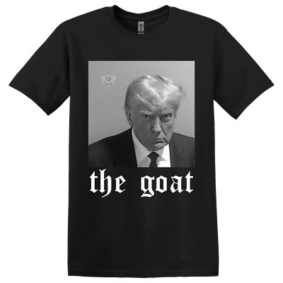 Premium Trump "the goat" Mugshot Soft Ringspun T-Shirt Black (Printed ...