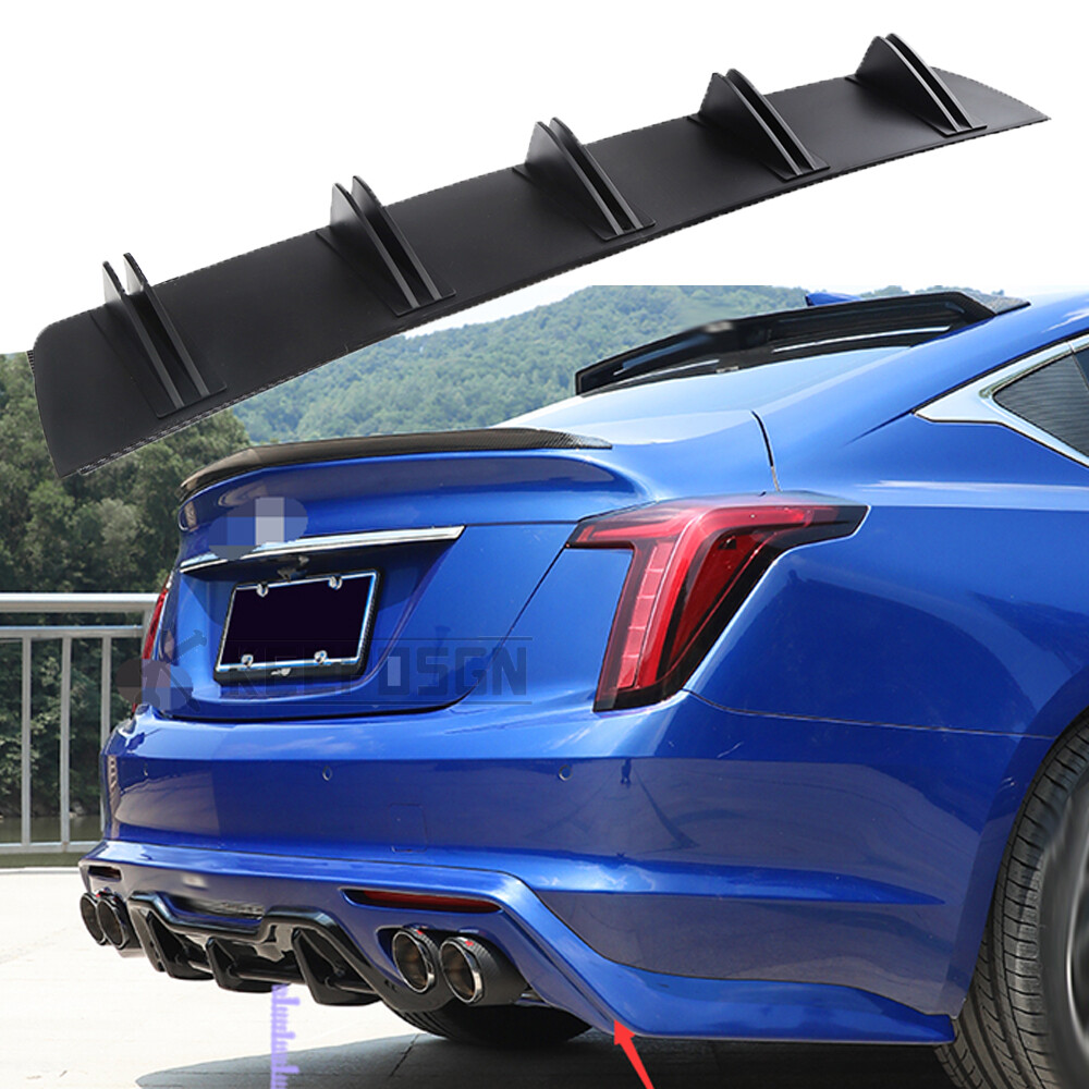 Black Car Rear Bumper Lip Diffuser Shark Fins Chin For Cadillac CTS ATS ...