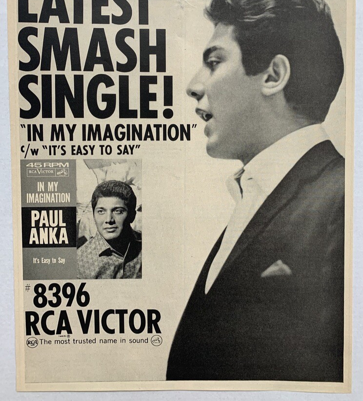 PAUL ANKA 1964 vintage POSTER ADVERT IN MY IMAGINATION RCA VICTOR | eBay