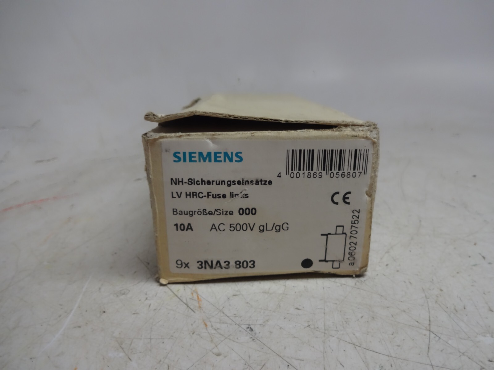 New Box of 9 Siemens Fuse Link 3NA3 803 3NA3803 10A 500V 120kA 10 Amp ...