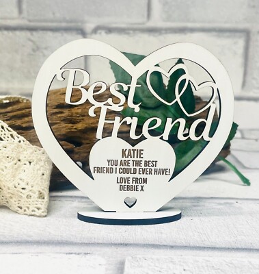 Personalised Best Friend Plaque Friendship Gift For Her Wooden Heart ...