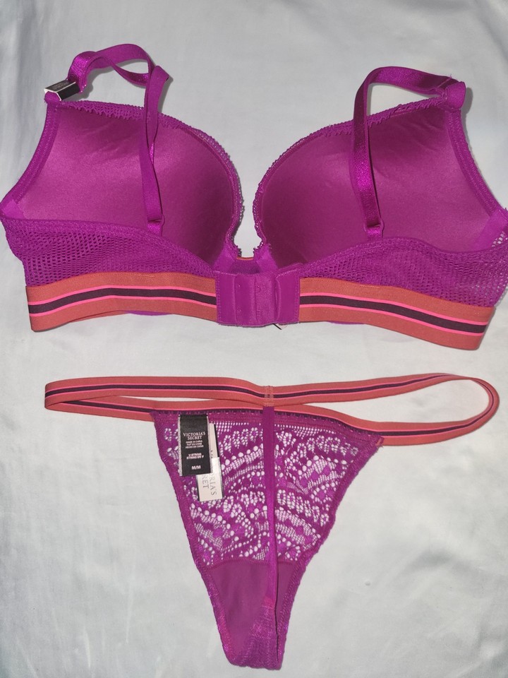NWT Victoria’s Secret VERY SEXY push up bra 34C + M v-string thong ...