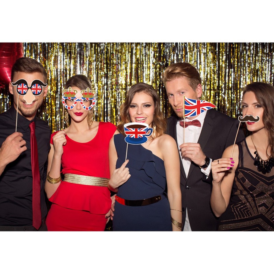 20 Pcs Paper Photo Booth Props With Uk Flag For British National Day ...