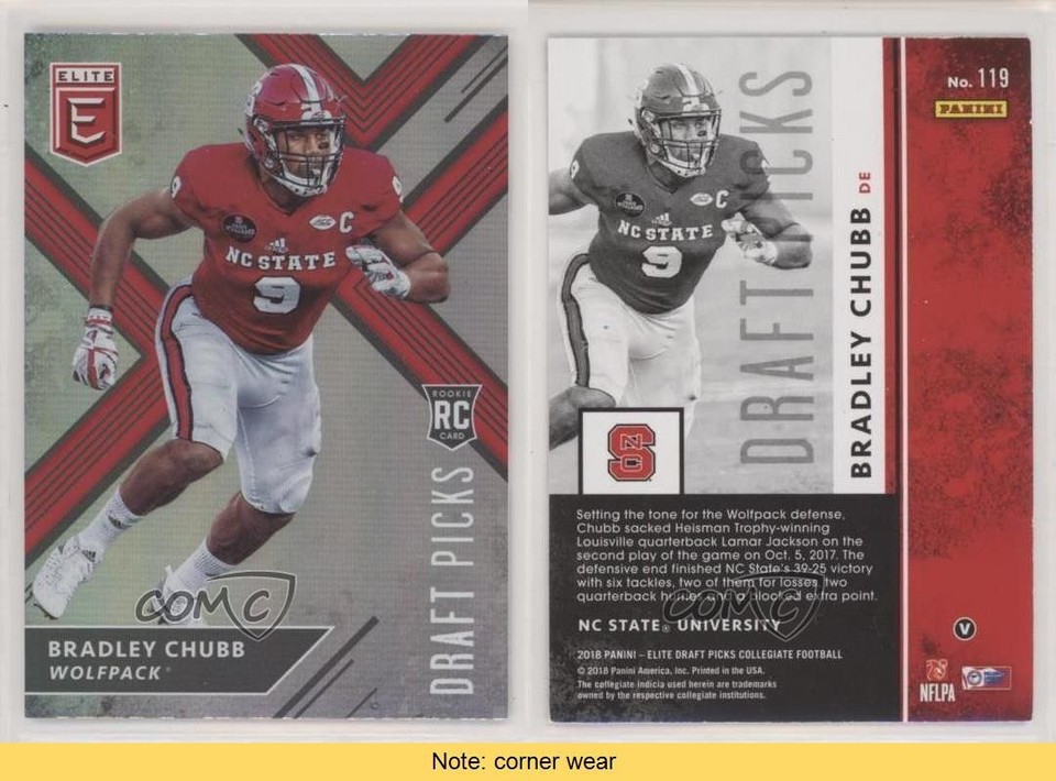 2018 Panini Elite Draft Picks Variation Bradley Chubb #119 Rookie RC ...