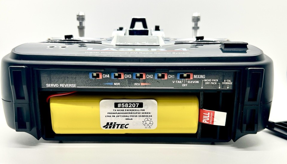 Hitec Laser 4FM RC Transmitter Radio Control System 4Channel Vintage ...
