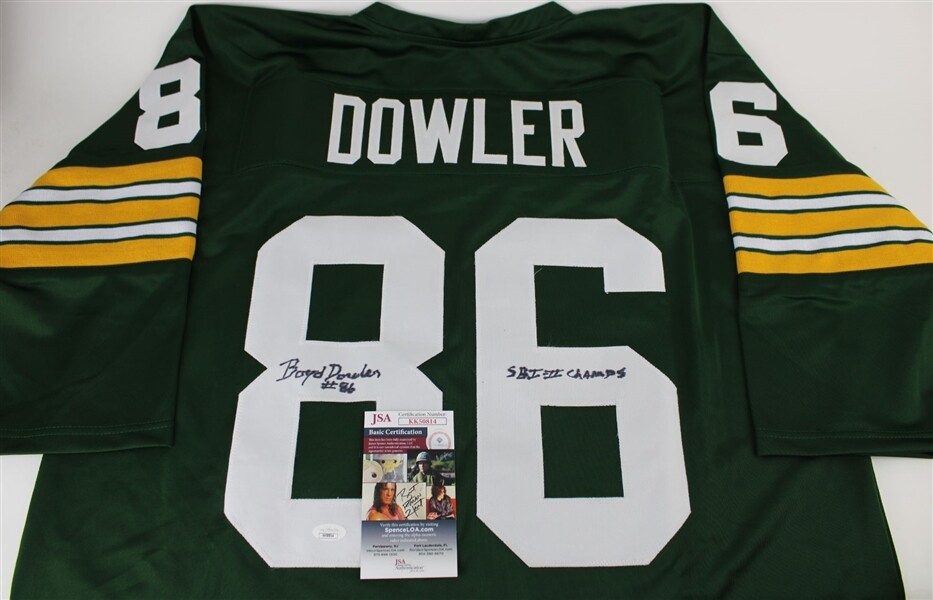 Boyd Dowler "SB I-II Champs" Signed Green Bay Packers Custom Jersey ...