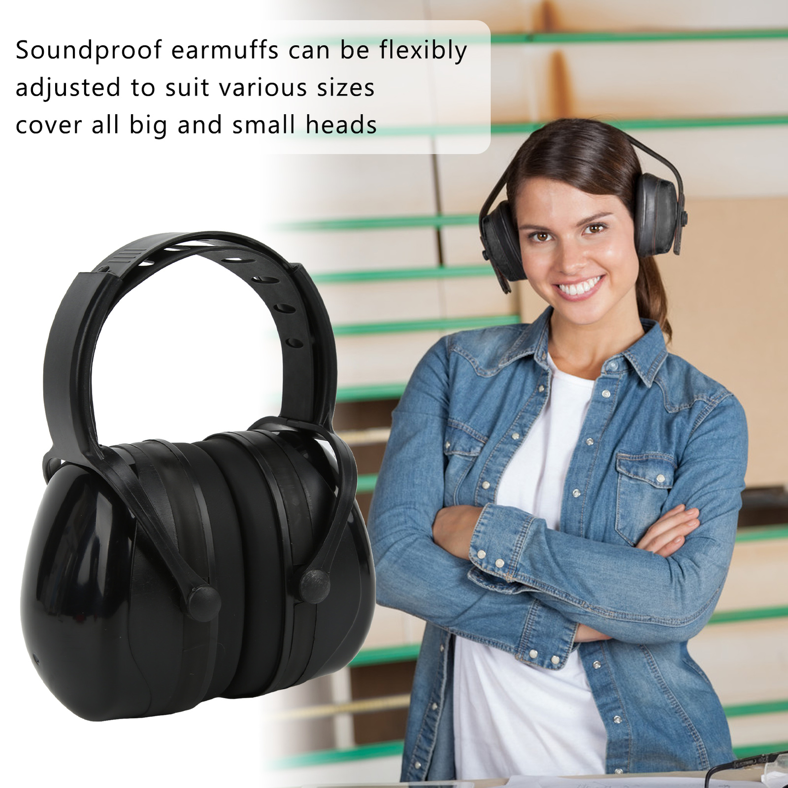 Black Mute Earmuffs Hearing Protecion Headphones Soundproof Safety Ear ...
