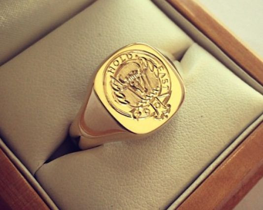 Solid Gold or Silver Cushion Style Signet Ring Hallmarked & Custom ...