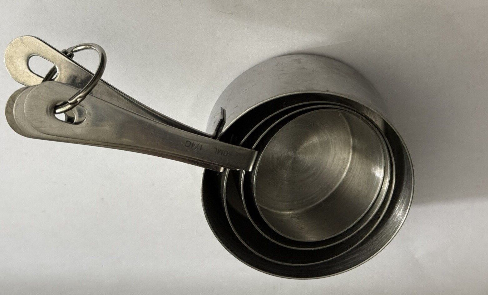Oneida Stainless Steel 4pc Measuring Cup Set 1 Cup, 1/2 Cup, 1/3 Cup, 1 ...