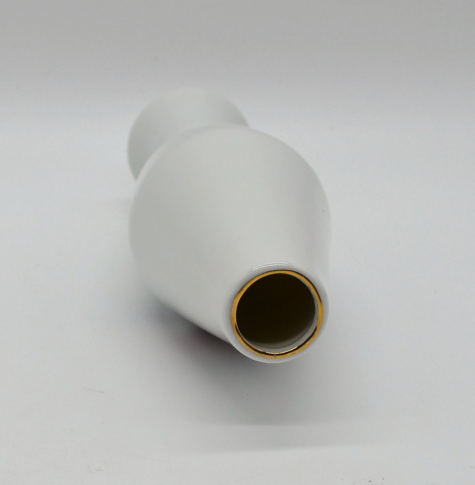 Vase White with Lavender Flowers Ceramic Retro Vase 7-½” Tall G-3 | eBay