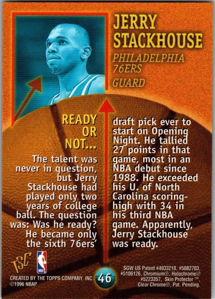 1999-00 Topps Stadium Club Member’s Choice W Peel Jerry Stackhouse ...