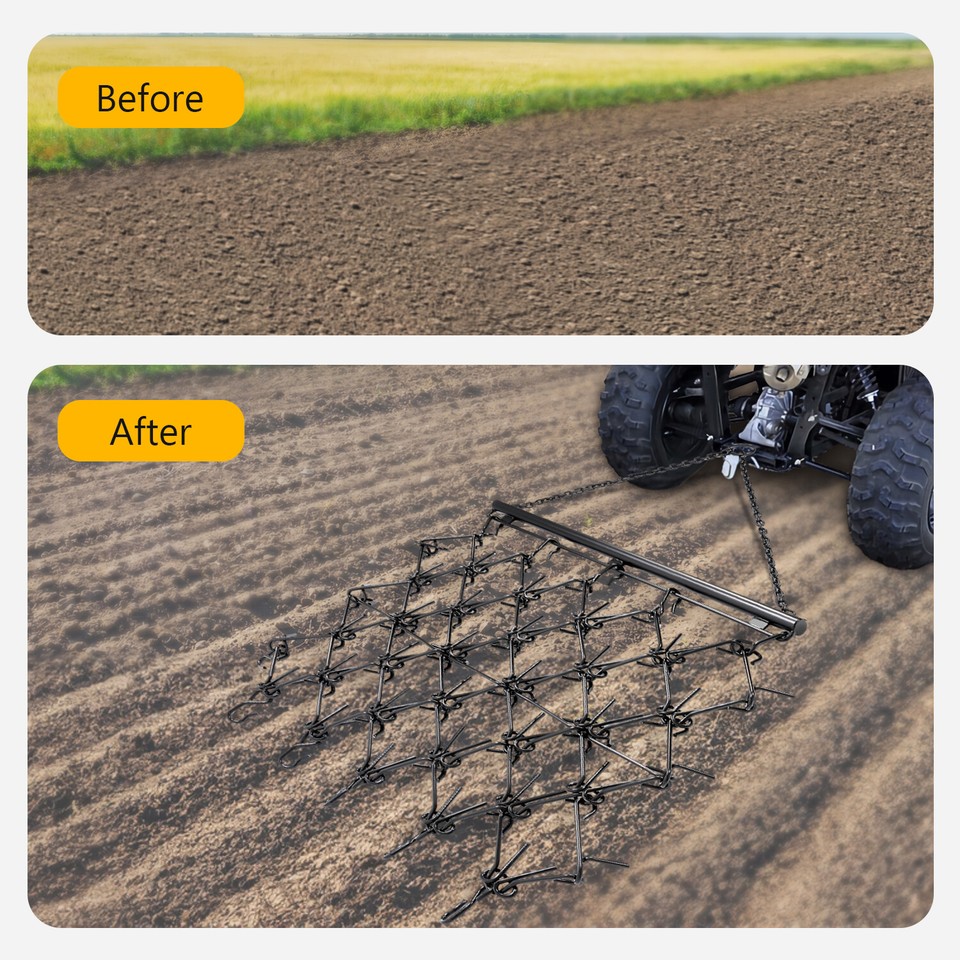 Drag Harrow 4 x 4 Heavy Duty Chain 3/8" Tines For Tractor ATV UTV Lawn ...