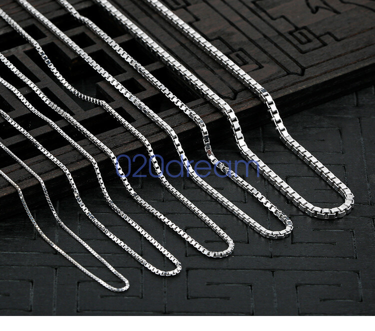 Real 925 Sterling Silver Box Chain Necklace Unisex Stamped Italy ...