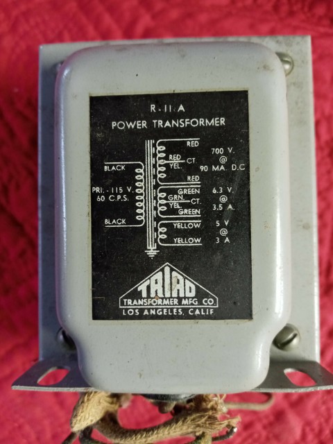 Triad R-11a Power Transformer 700 Vct/90 MA for 2a3 6v6gt for sale ...