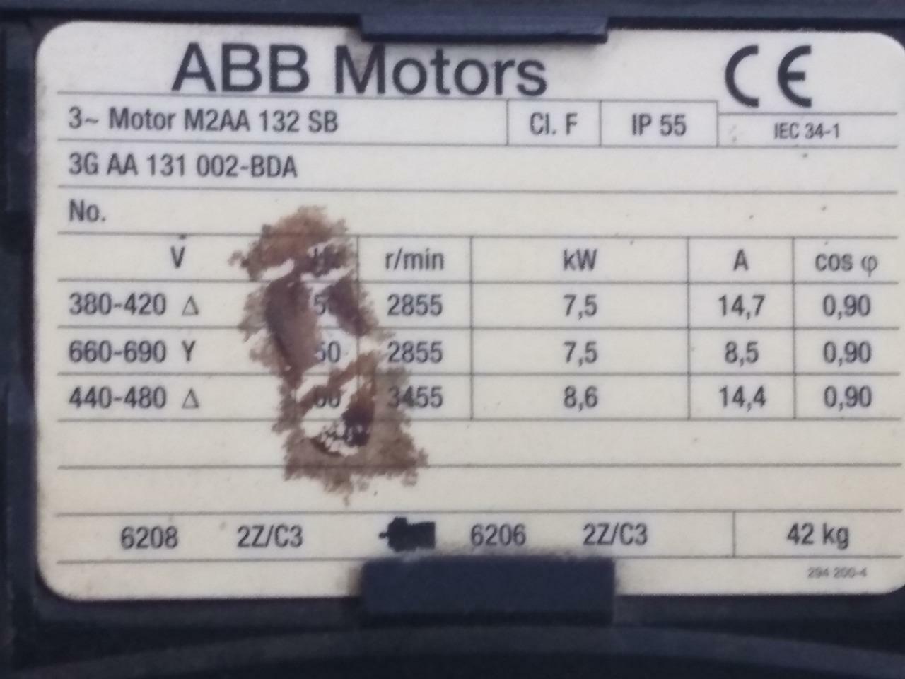 ABB Motors 3G AA 131 002-BDA Motor & IMO Pump 04 065N2 LXBE A215 13293 ...