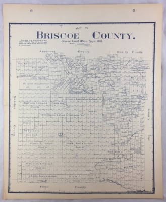 Antique General Land Office Map Briscoe County Texas Showing Plats ...