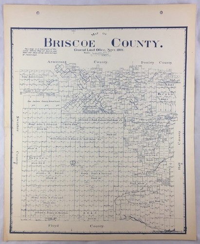 Antique General Land Office Map Briscoe County Texas Showing Plats ...
