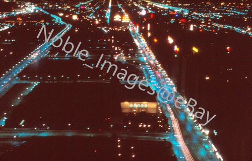 1965 Aerial Skyline Night View Michigan Ave Lights Chicago Kodachrome ...