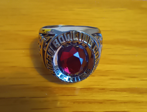 American Bowling Congress ABC 800 Series Silvertone Red Gemstone Ring ...