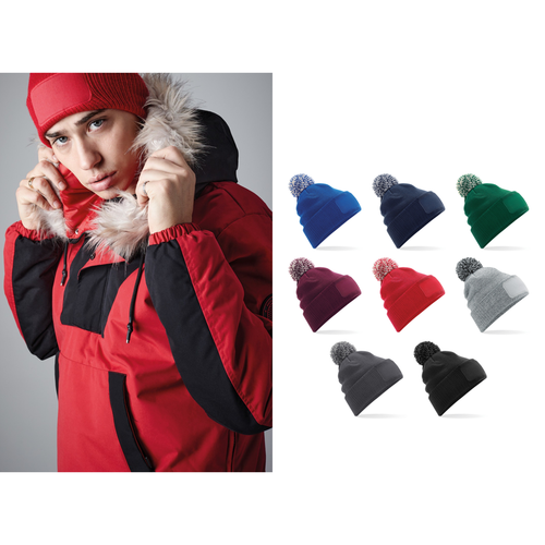 Beechfield Snowstar Patch Beanie - Unisex Printers Soft Acrylic Custom Work Hat | eBay Australia