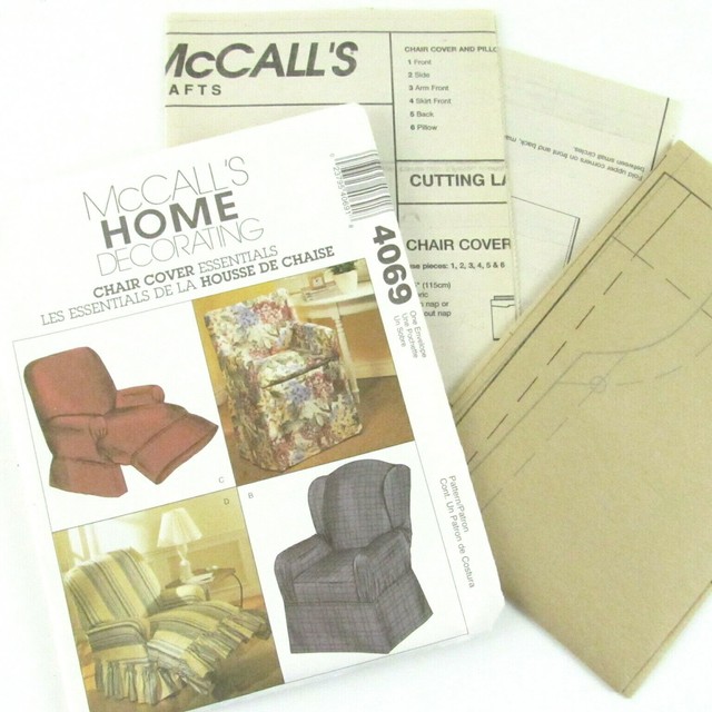 Mccall's 4069 Recliner Covers & Chair Slipcovers Sewing Pattern for ...