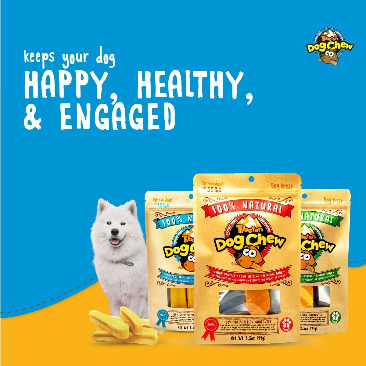 Treats for your Furry Friend, 3.5-ounce Hand-crafted Yak Cheese Dog ...