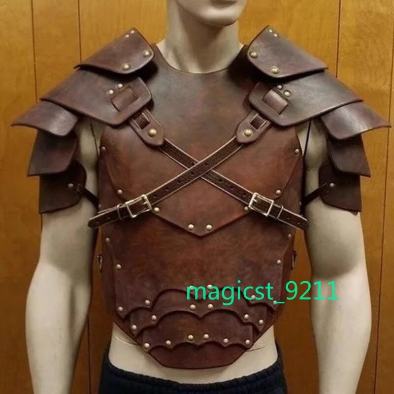 Medieval PU Rivet Leather Armor Vest Cosplay European Knight Costume ...