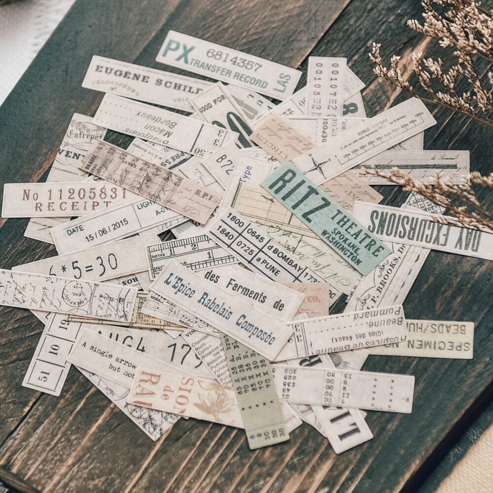 65Pcs Vintage Ticket Label Washi Sticker Scrapbooking Journal Album ...