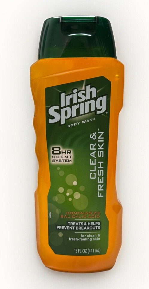 3 irish spring 8hr scent clear & fresh skin body wash 15oz ea prevents ...