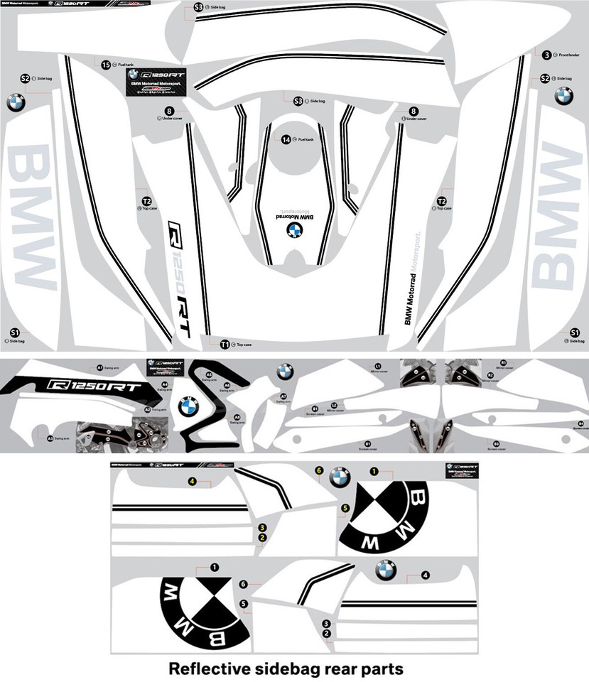BMW R1250RT / R1200RT motorcycle stickers decals graphics set | eBay