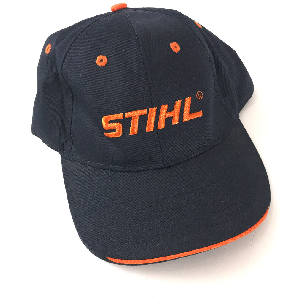 STIHL chainsaws hat classic orange logo on blue cap - Gem