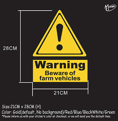 Beware of farm vehicles warning sign stickers reflective countryside ...