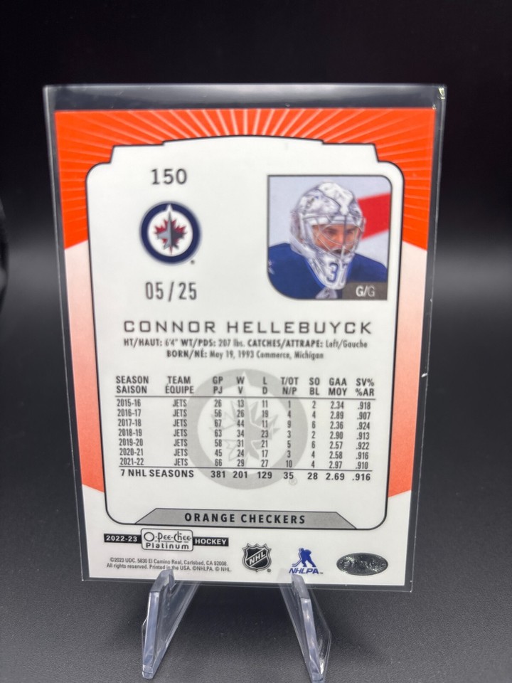 2022-23 O-PEE-CHEE PLATINUM #150 CONNOR HELLEBUYCK ORANGE CHECKERS 5/25 ...