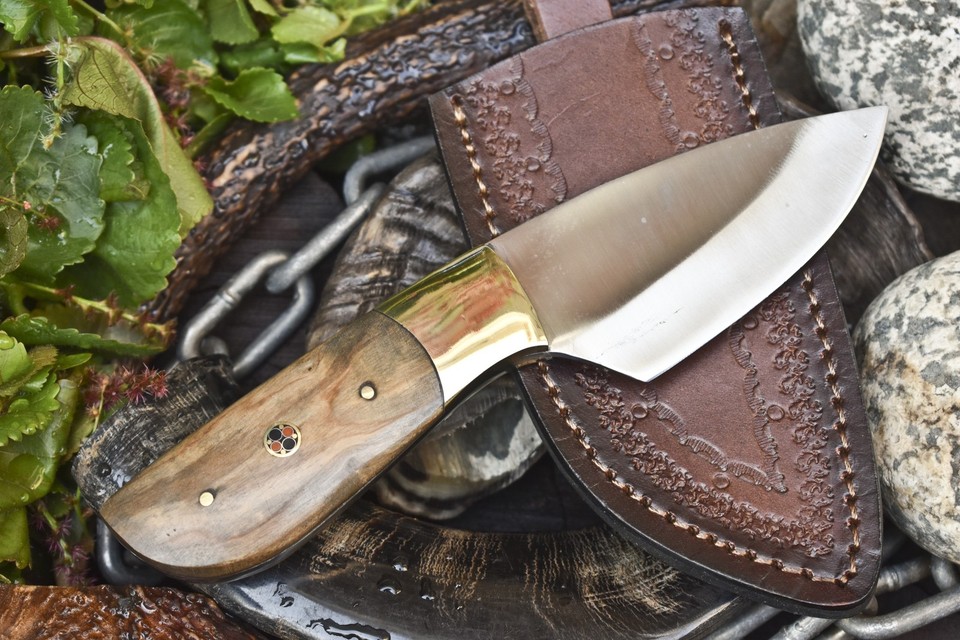 Ashen Edge Hand Forged Skinner Knife ATS-34 Steel Walnut Wood Camping ...
