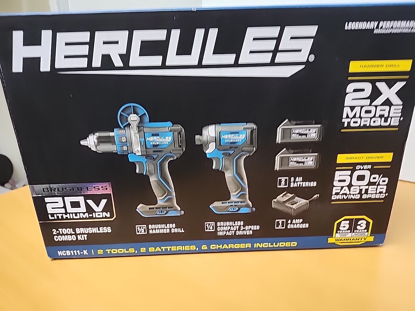 Hercules 20V Li-Ion 2-Tool Brushless Combo Kit w/ Batt & Charger HCB111 ...