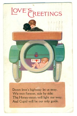 Postcard 1920 Love's Greeting Honeymoon Cupid FCP. | eBay